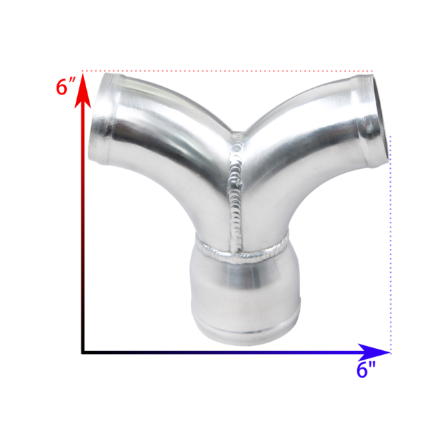 Aluminum Y Pipe Dual 2" to 2.5" Cold Air Intake Turbo Intercooler Pipe